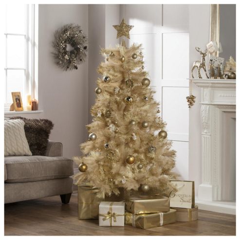 Buy Festive 6ft Cream& Gold Funky Fir Christmas Tree from our Christmas ...