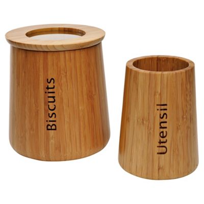 Buy Tesco Bamboo Utensils and Biscuit Barrel Set from our Cutlery ...