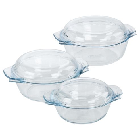 Buy Pyrex 3 piece Glass Casserole Dish Set with Lids from our Ovenware ...