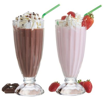 Buy VonShef - 2 American Style Milkshake / Dessert Glasses 12oz / 340ml ...
